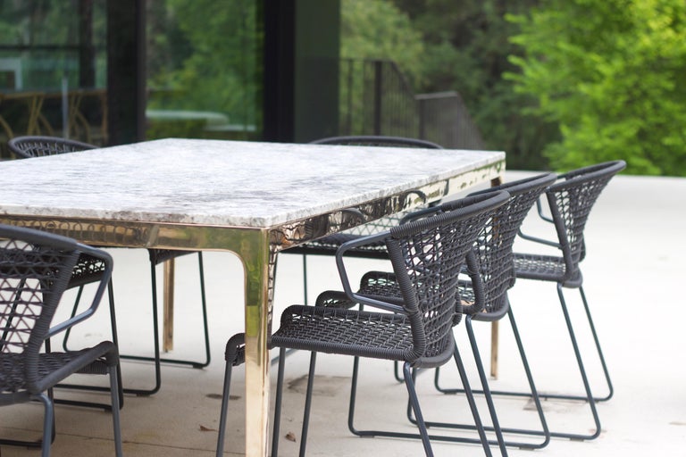 Barbera 'Bronze' Square Dining Table, Modern Solid Bronze Base with ...