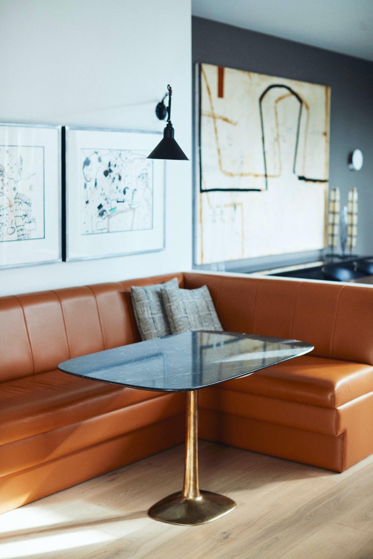 Barbera 'Molecule' Table, Modern Solid Bronze Base with Stone Top For ...