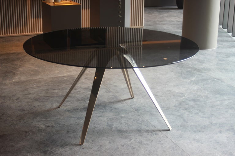 Barbera Spargere Round Table, Modern Solid Bronze Base with Glass Top ...