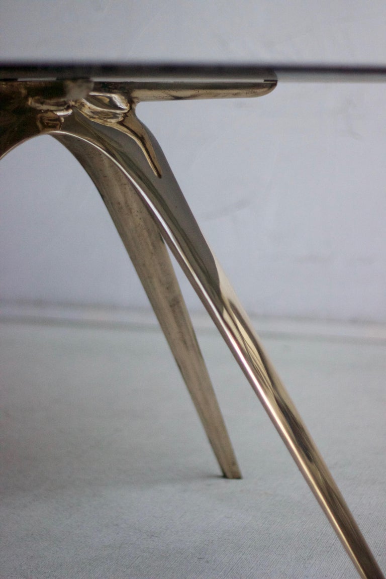 Barbera Spargere Round Table, Modern Solid Bronze Base with Glass Top ...