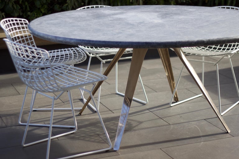 Barbera Spargere Round Table, Modern Solid Bronze Base with Stone Top ...