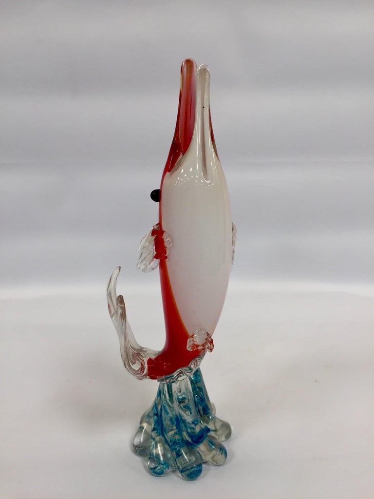 Barbini 1950 Multi-Color Fish in Murano Glass Vase For Sale at 1stDibs
