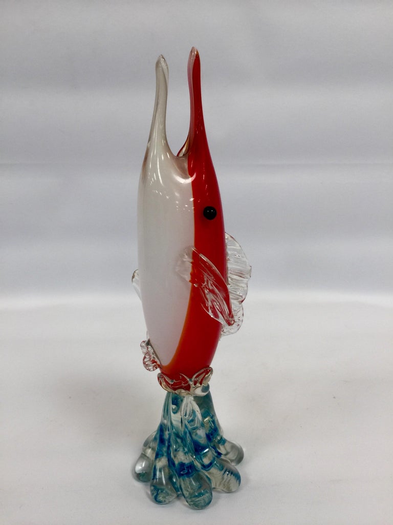 Barbini 1950 Multi-Color Fish in Murano Glass Vase For Sale at 1stDibs