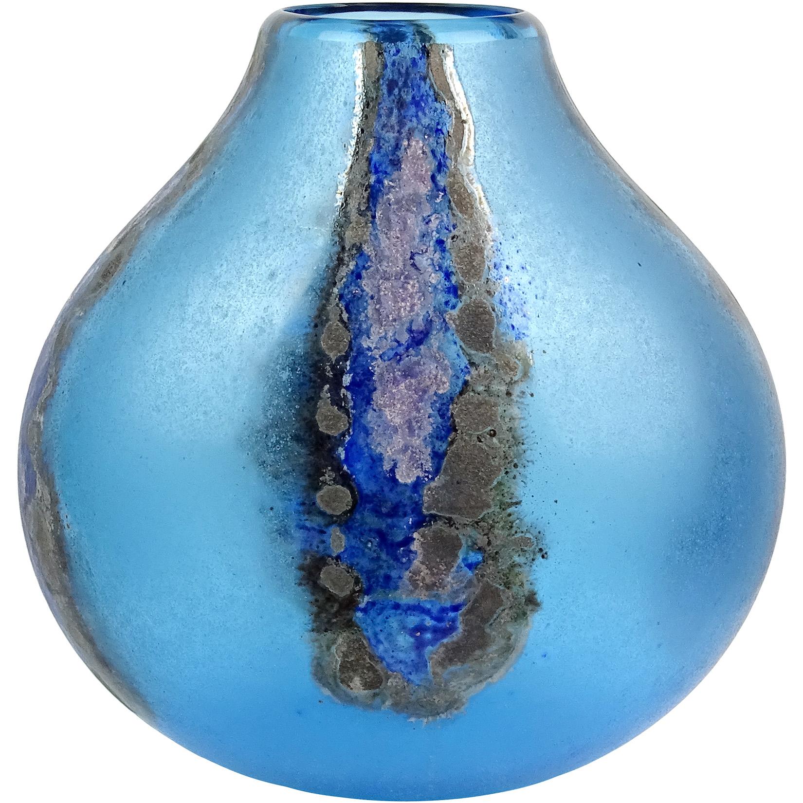 Blue Murano Scavo Vase at 1stdibs
