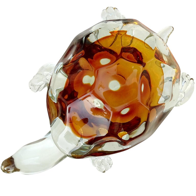 Barbini Murano Oggetti Golden Amber Sommerso Italian Art Glass Turtle ...