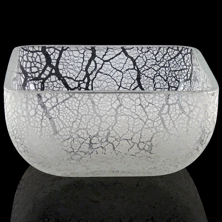 Barbini Murano Signed White Scavo Surface Texture Italian Art Glass ...