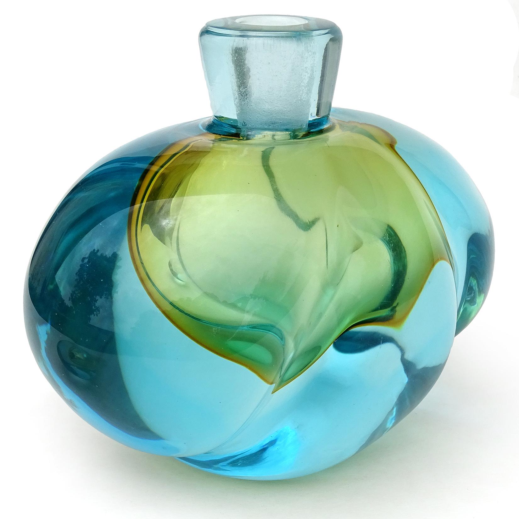 Barbini Murano Sommerso Blue Orange Italian Art Glass Perfume Cologne ...