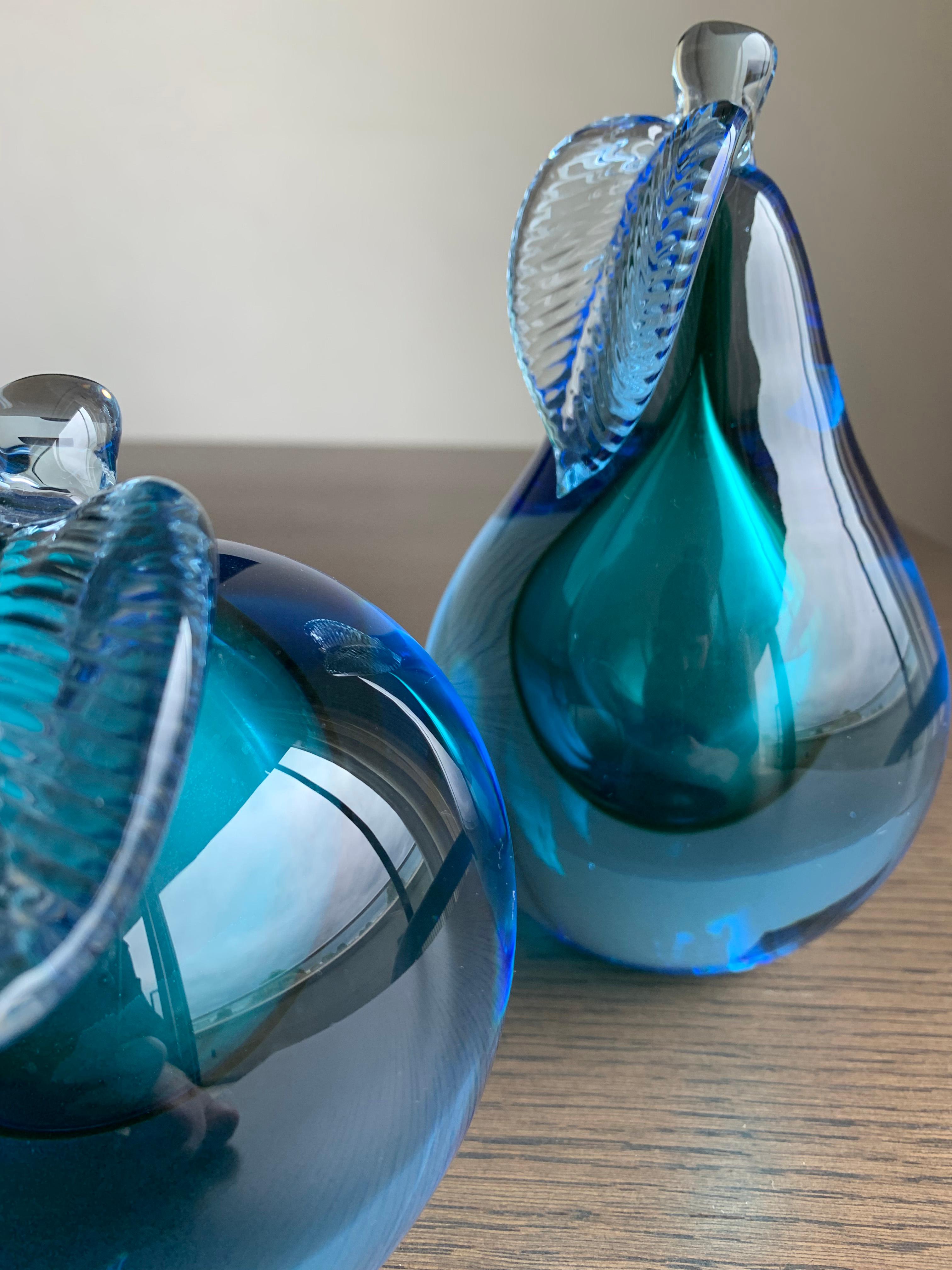 Barbini Sommerso Murano Glass, Decorative Apple and Pear Bookends at ...