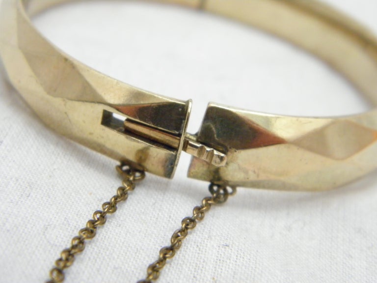 Bargain Vintage 9ct Gold 'Metal Cored' Diamond Cut Cuff Hinged Bracelet ...