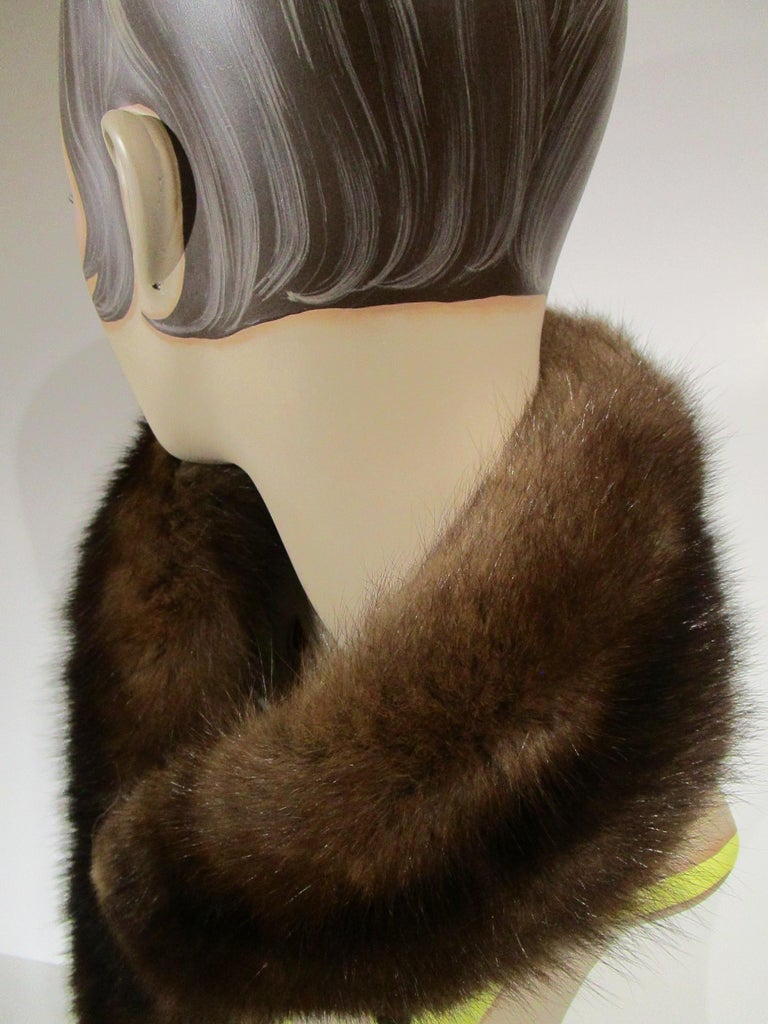 BARGUZIN SABLE Fur Scarf Boa Shawl Collar Wrap Brown 37" long Vintage ...