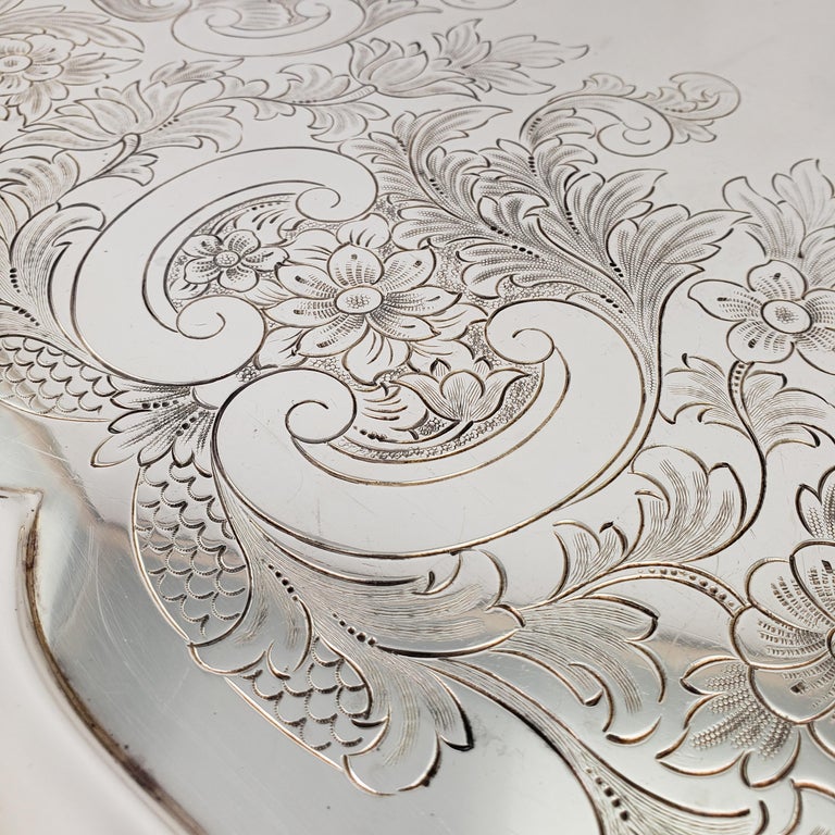 Barker Ellis Silverplated Serving Tray For Sale at 1stDibs