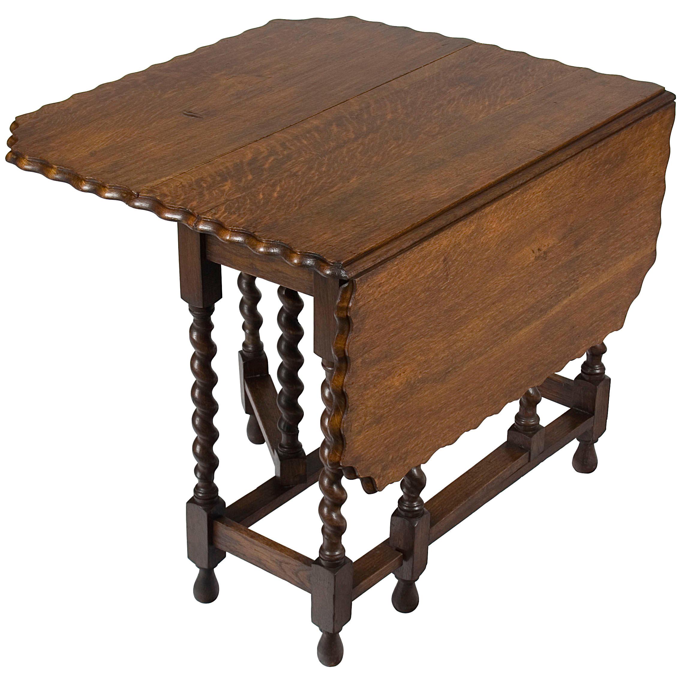 Barley Twist English Gate Leg Drop Leaf Side Table For Sale at 1stDibs