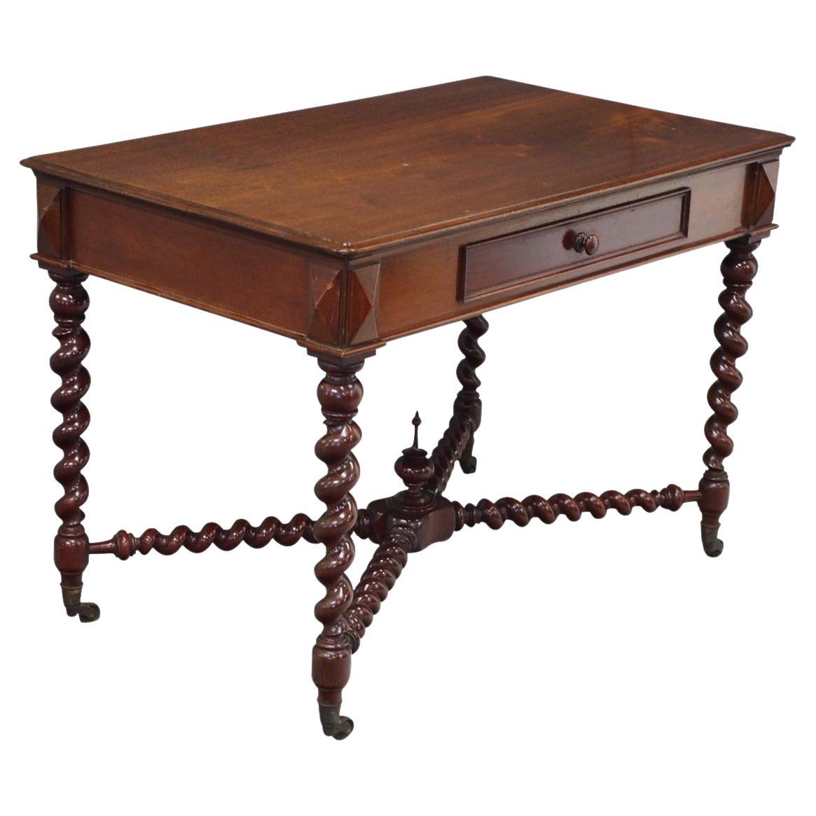 English Country Style Barley Twist Writing Desk or End Table, circa ...