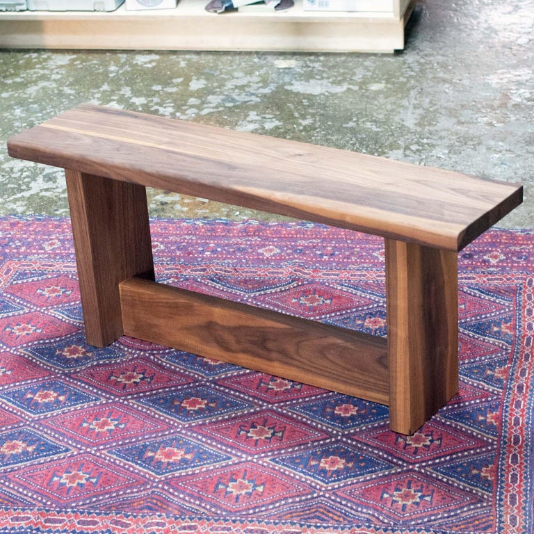 Barney Solid Walnut Side Bench For Sale at 1stDibs