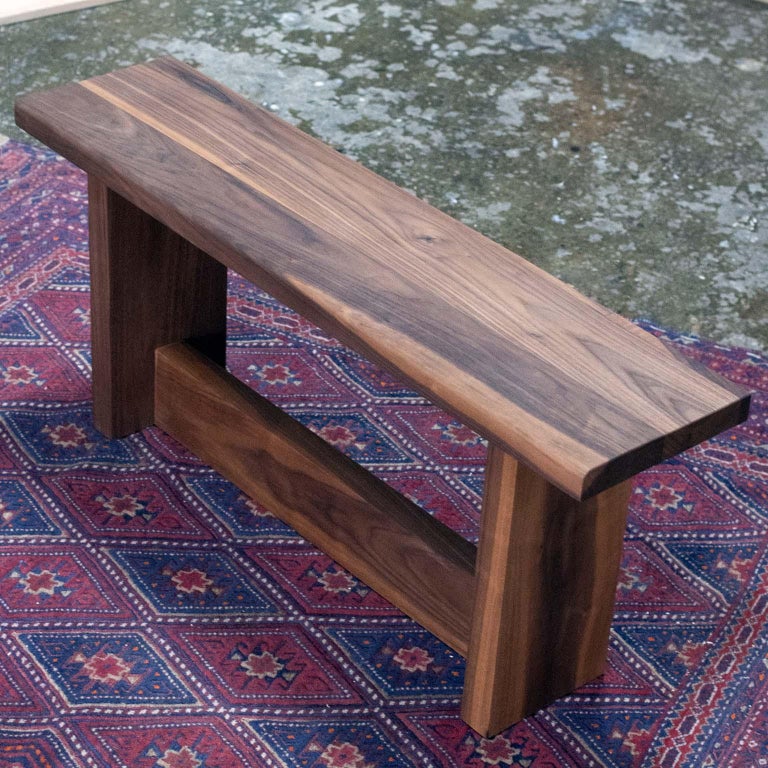 Barney Solid Walnut Side Bench For Sale at 1stDibs