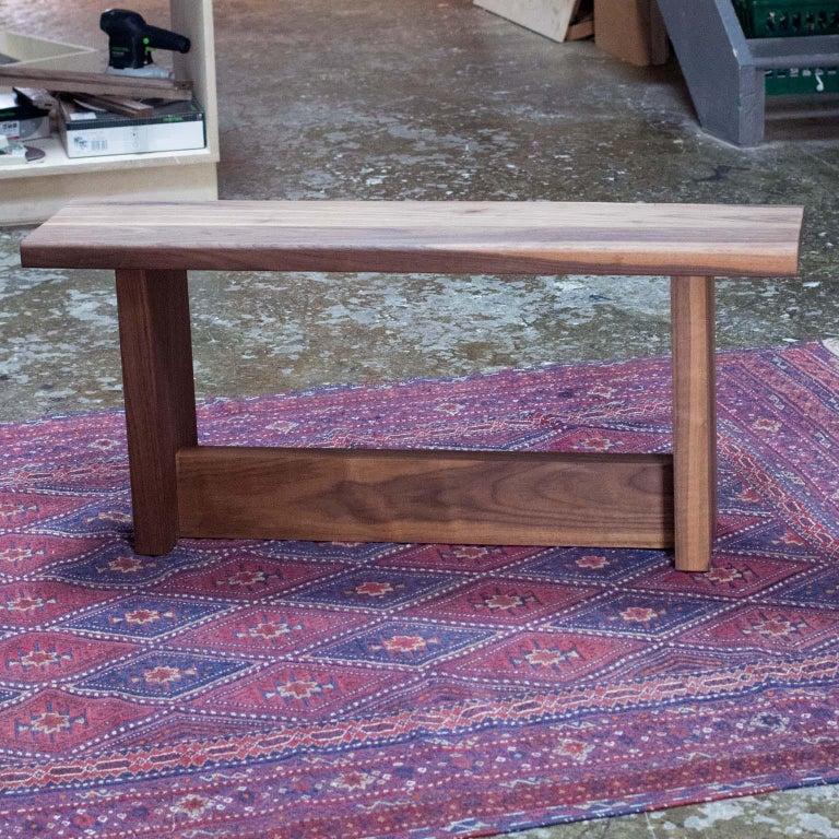 Barney Solid Walnut Side Bench For Sale at 1stDibs