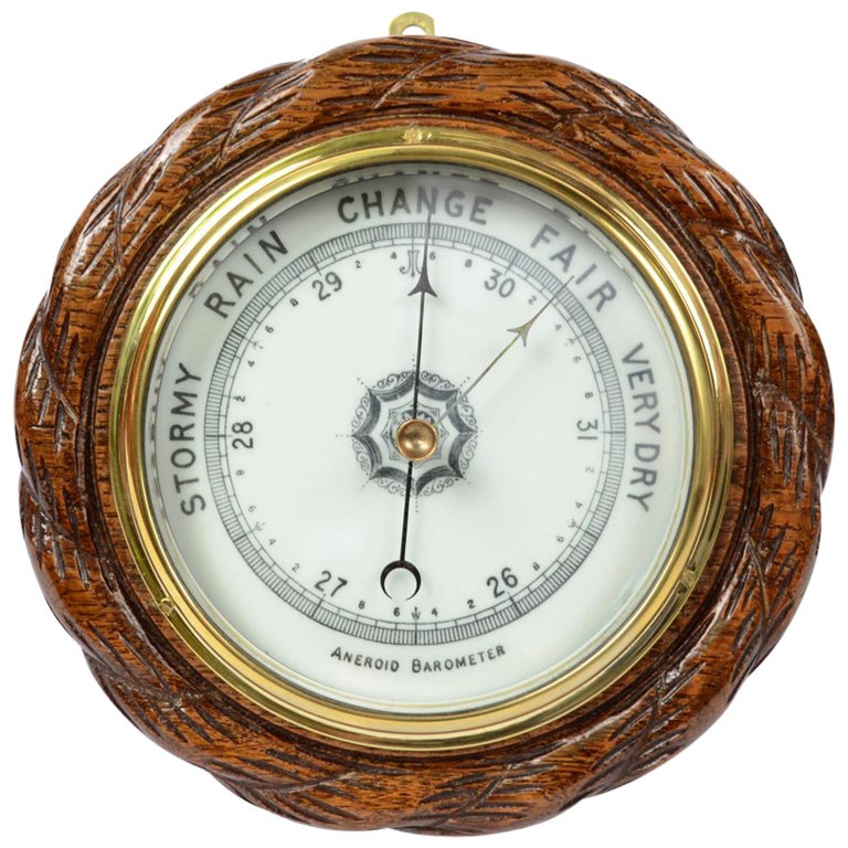 Barometer made in the Late 1800s in Oakwood Carved like a Rope at 1stDibs