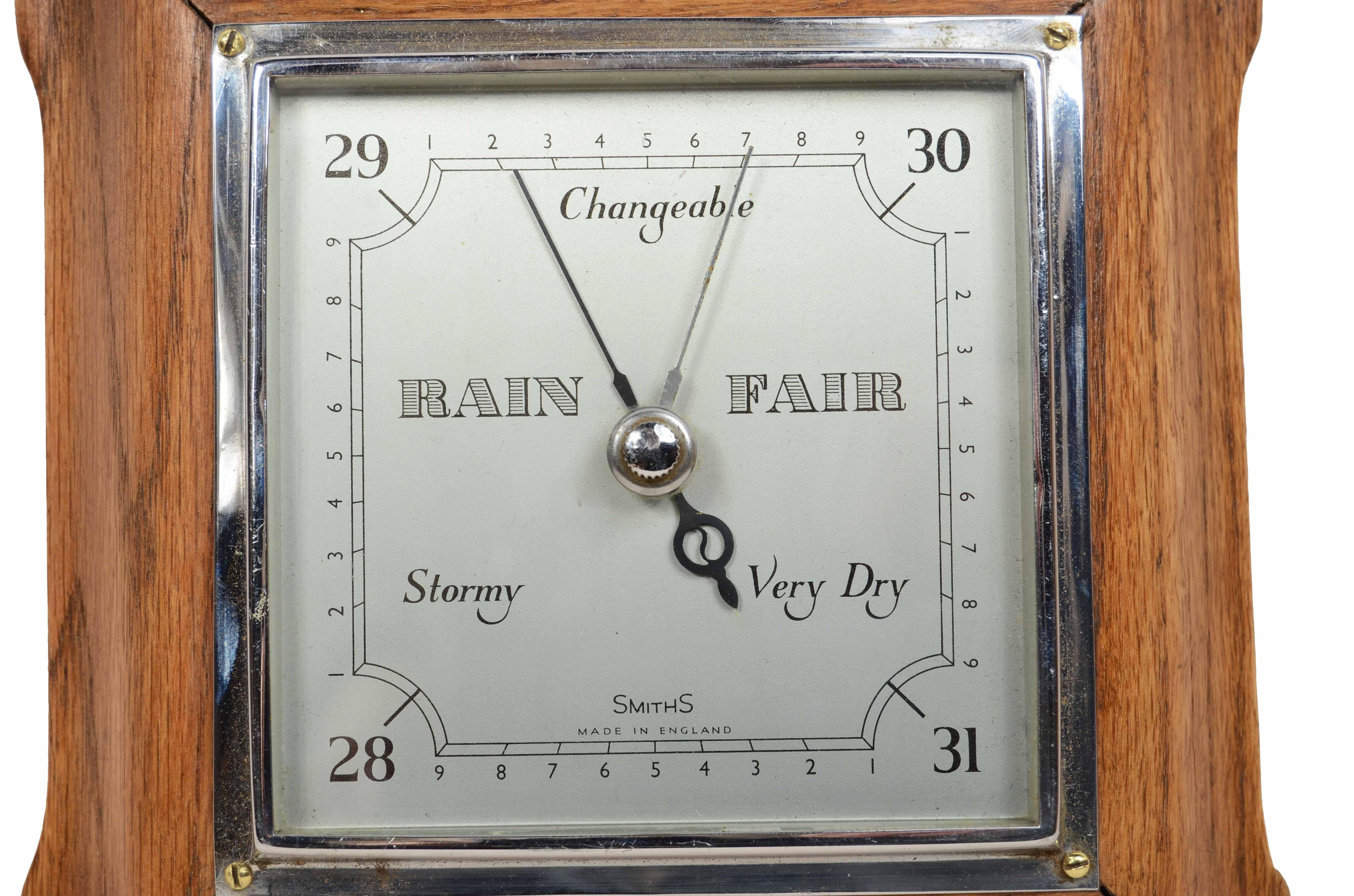 English oak wall-mounted aneroid barometer signed Smiths 1940s For Sale ...