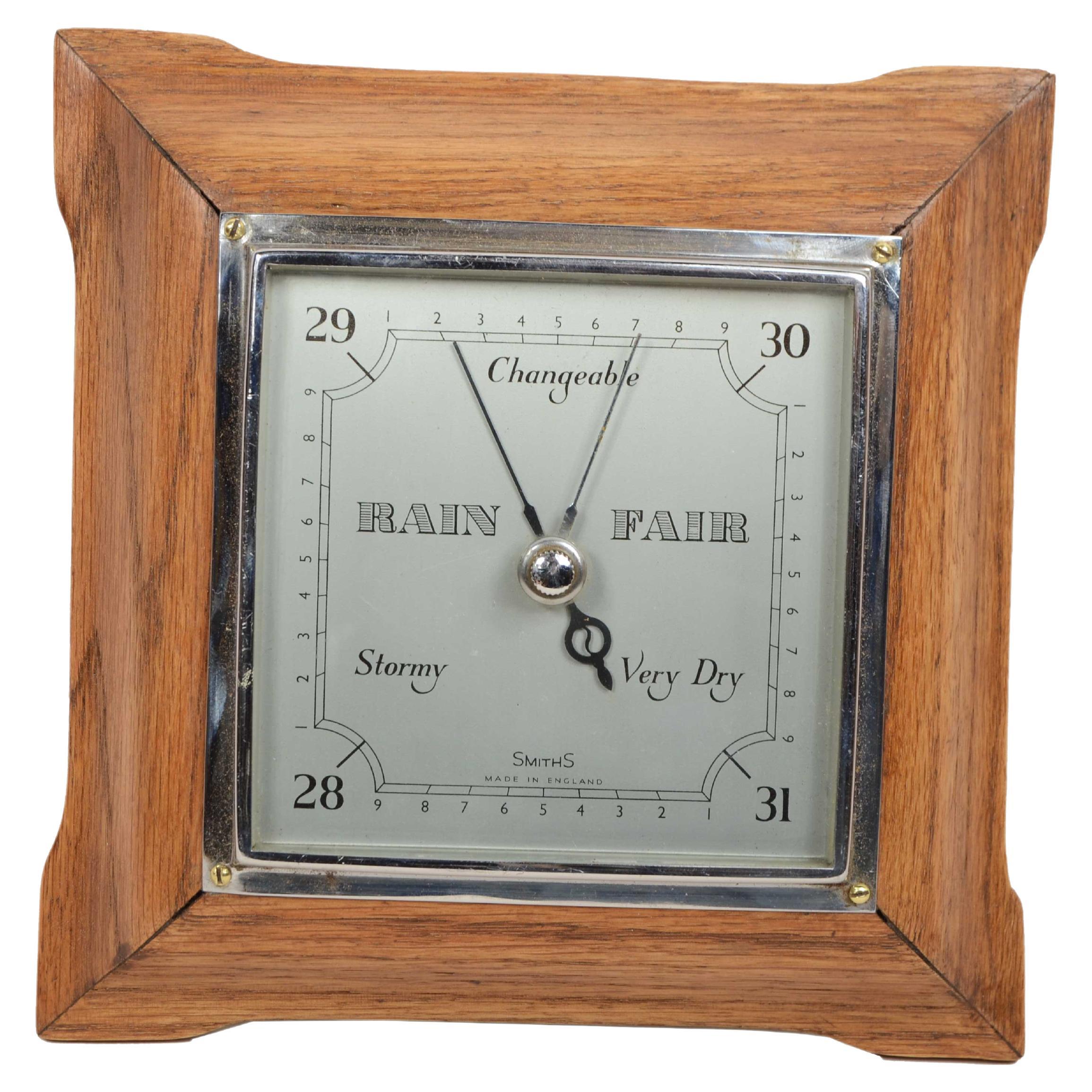 Antique Nautical English Oak Wood Aneroid Barometer Made in the Early ...