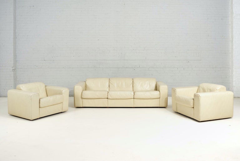 Baron Sofa by Robert Haussmann for Stendig, Cream Leather, 1970 For ...