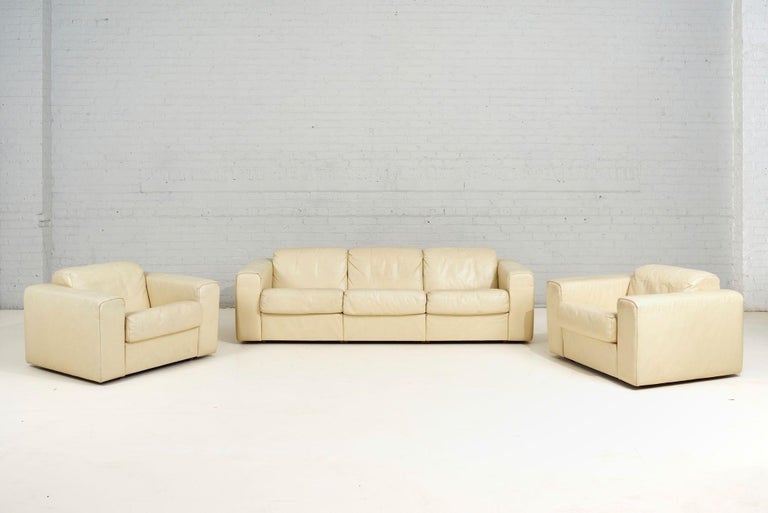Baron Sofa by Robert Haussmann for Stendig, Cream Leather, 1970 For ...