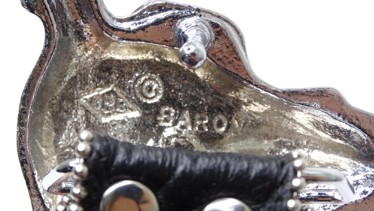 Baron Solid Brass Long Horn Leather Belt For Sale at 1stDibs
