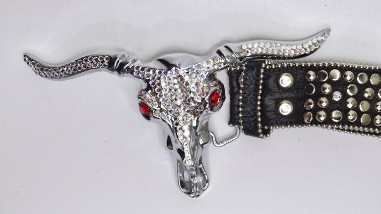 Baron Solid Brass Long Horn Leather Belt For Sale at 1stDibs