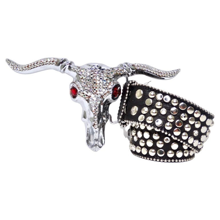 Baron Solid Brass Long Horn Leather Belt For Sale at 1stDibs