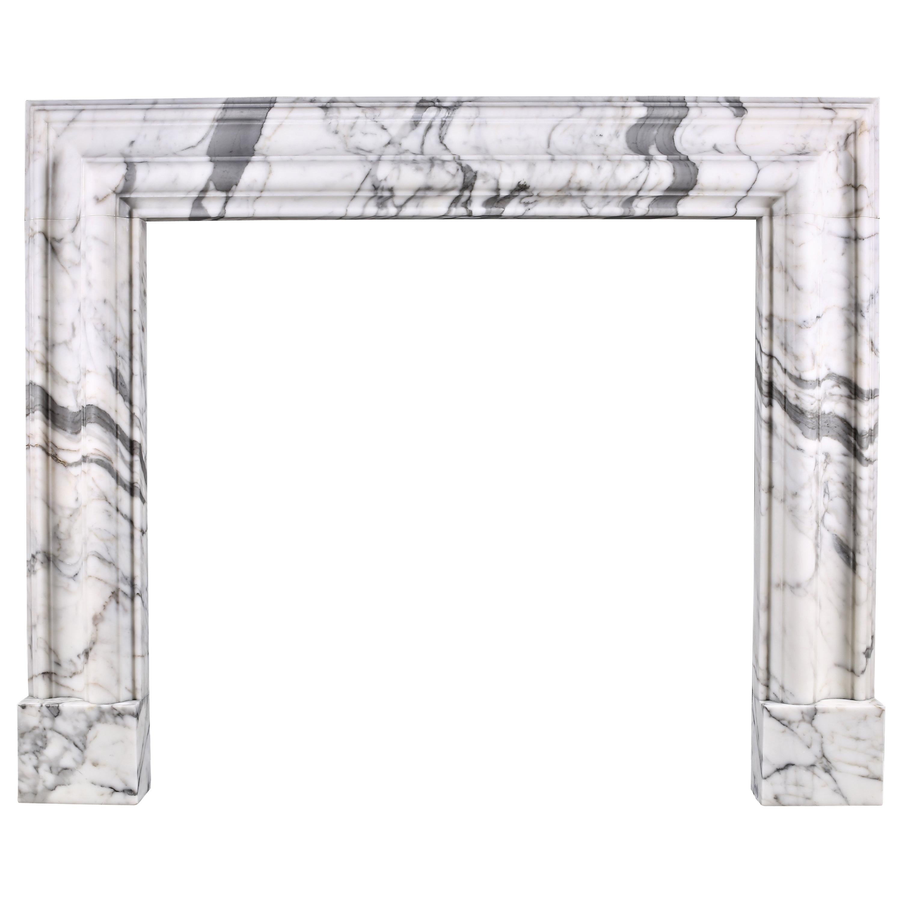 Large English Moulded Bolection Fireplace in White Travertine For Sale ...