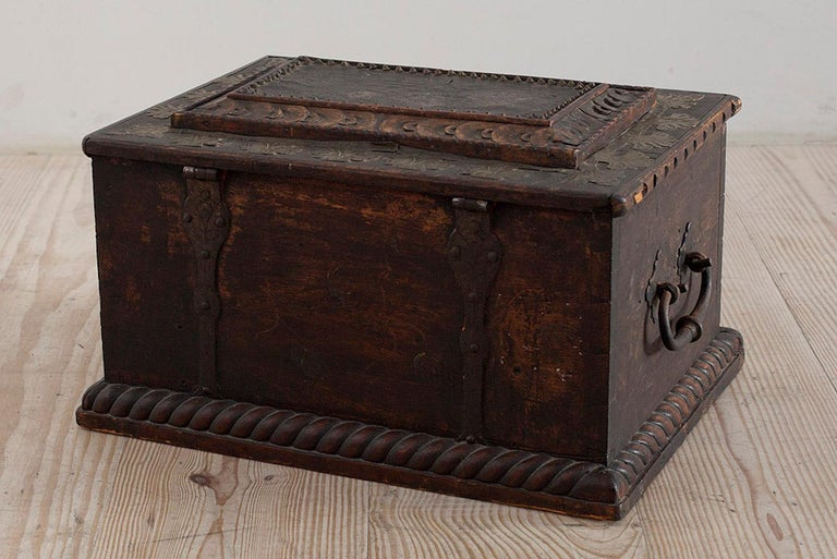 Baroque Box with Interior Paint on Stand, Origin Norway, Dated 1760 at ...