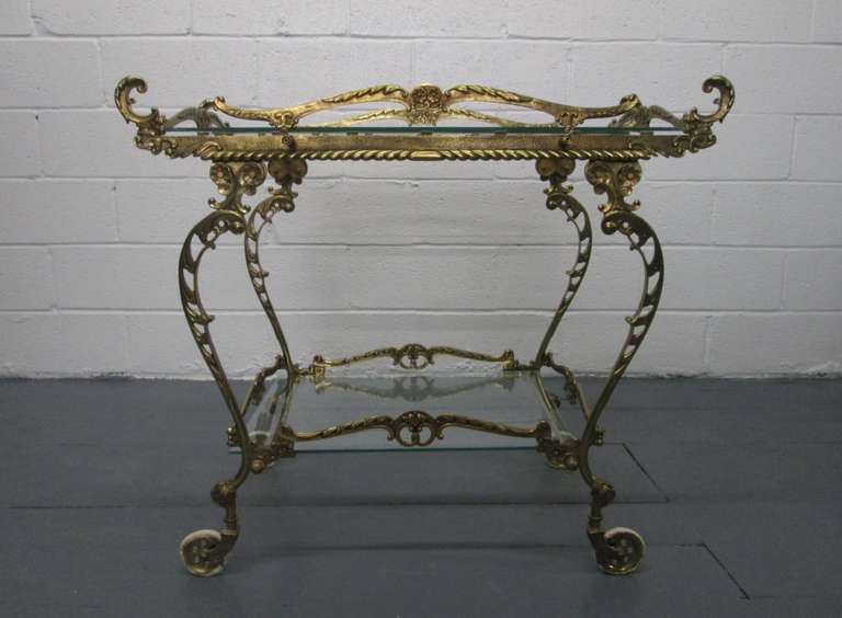 Baroque Brass Two-Tier Bar Cart at 1stDibs