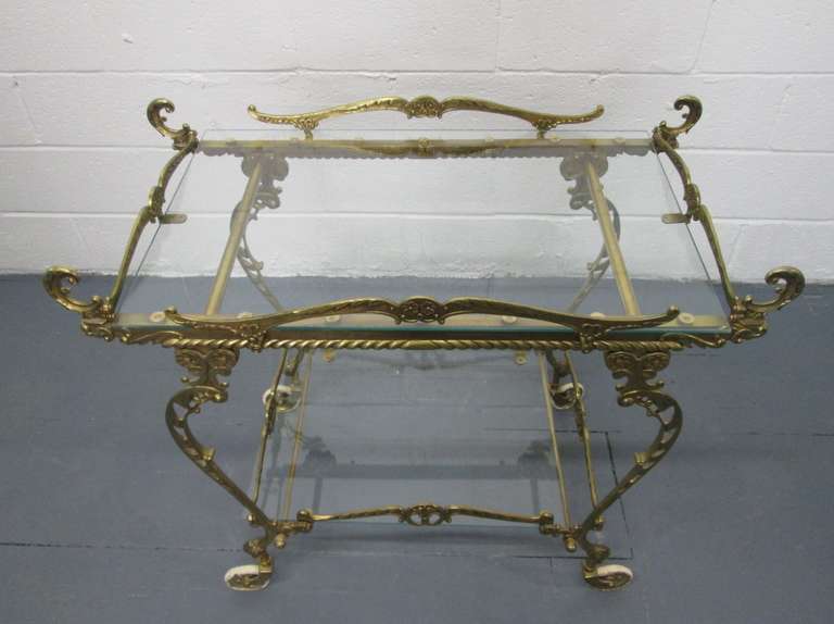 Baroque Brass Two-Tier Bar Cart at 1stDibs