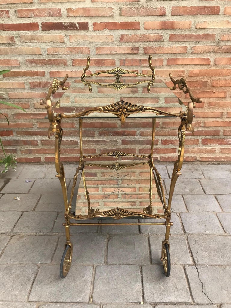 Baroque Brass Two-Tier Bar Cart at 1stDibs