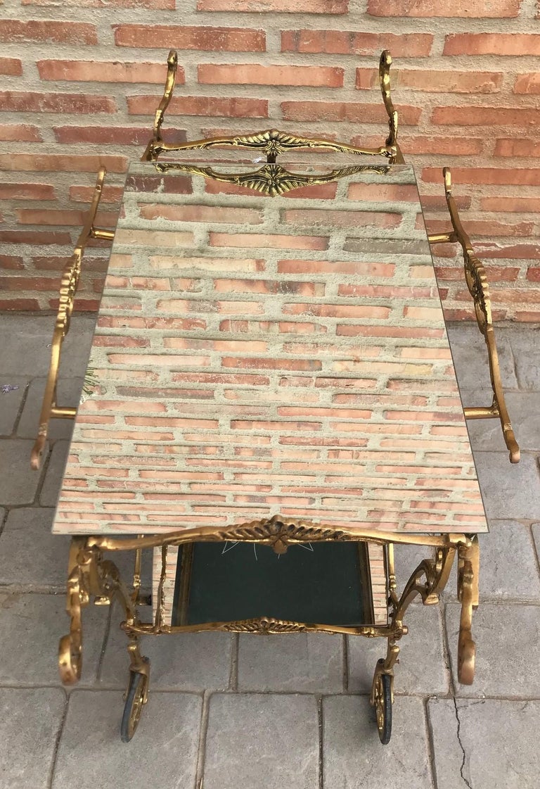 Baroque Brass Two-Tier Bar Cart at 1stDibs