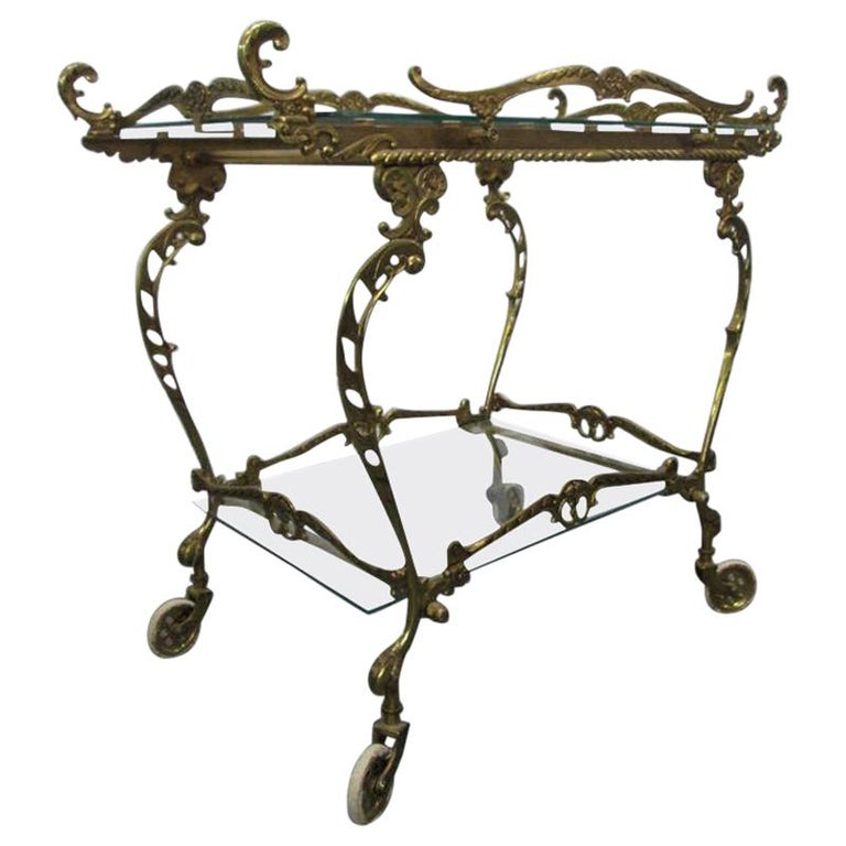 Baroque Brass Two-Tier Bar Cart at 1stDibs