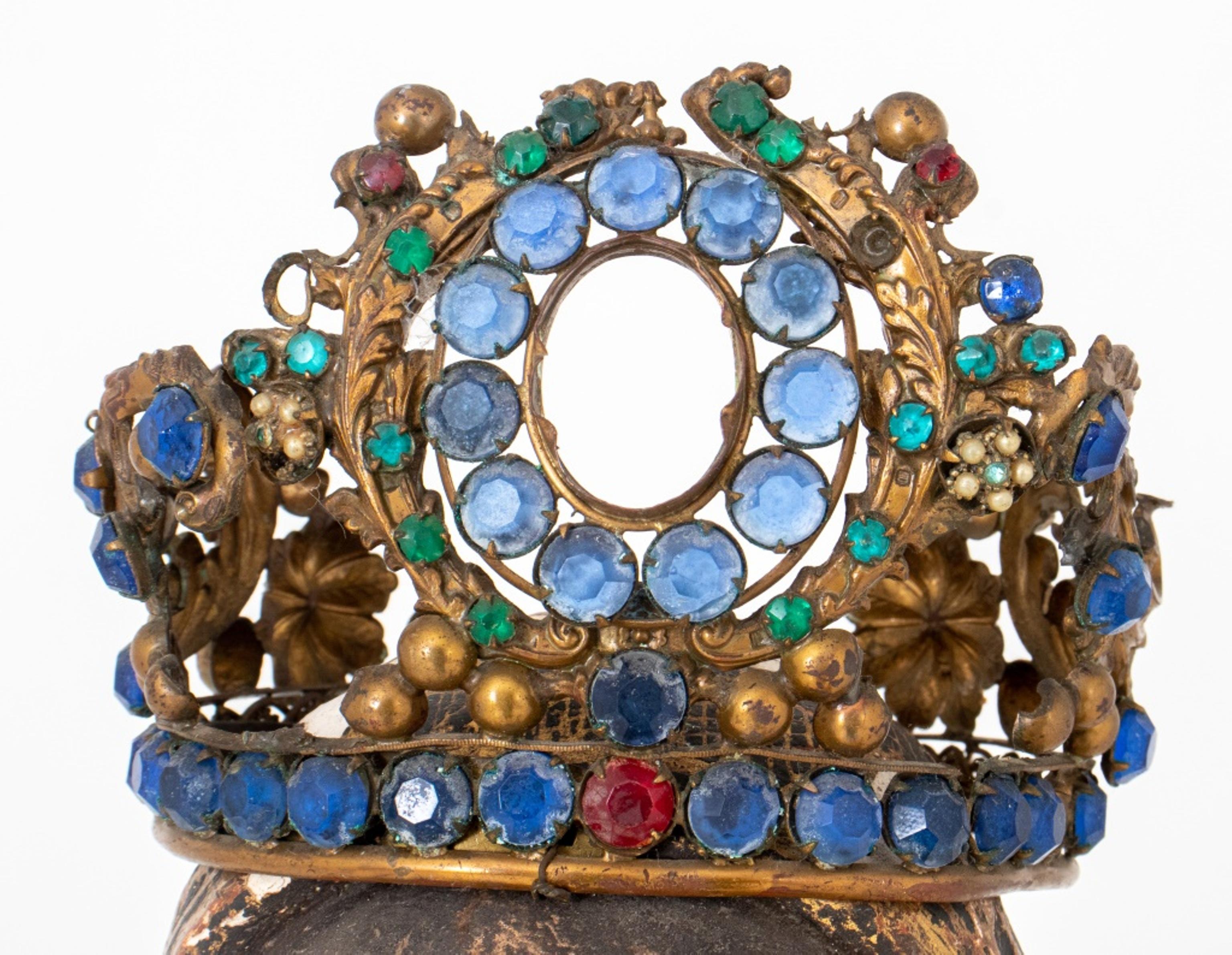 Baroque Carved Polychromed Wood Virgin Figure For Sale at 1stDibs