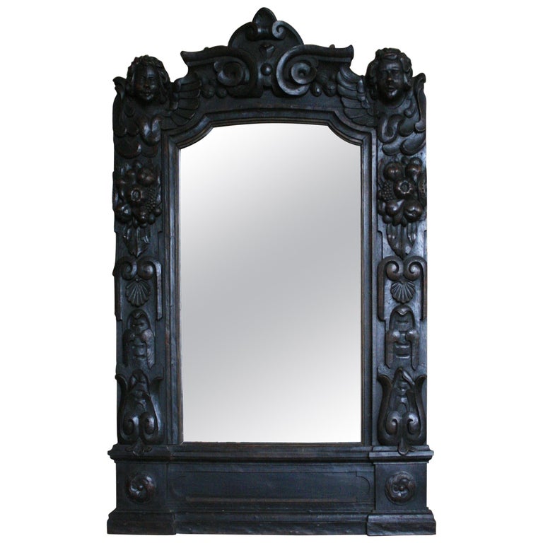 Baroque Frame Mirror from Benrath Castle in Germany, Oak, 17th Century ...