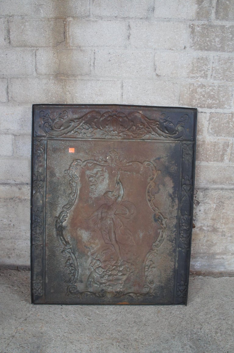 Baroque French Man with Torch Pressed Metal Fireplace Summer Cover Wall ...