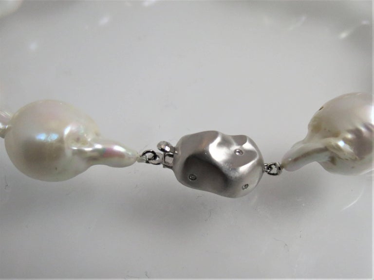 Baroque Freshwater South Sea Pearl Necklace With 14K White Gold Diamond ...