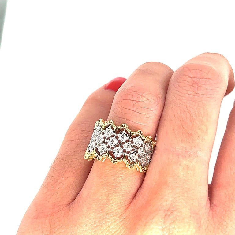 Baroque Lace Ring with 13 Brilliant Cut Diamonds in 18K White and ...