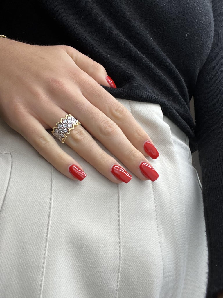 Baroque Lace Ring with 13 Brilliant Cut Diamonds in 18K White and ...