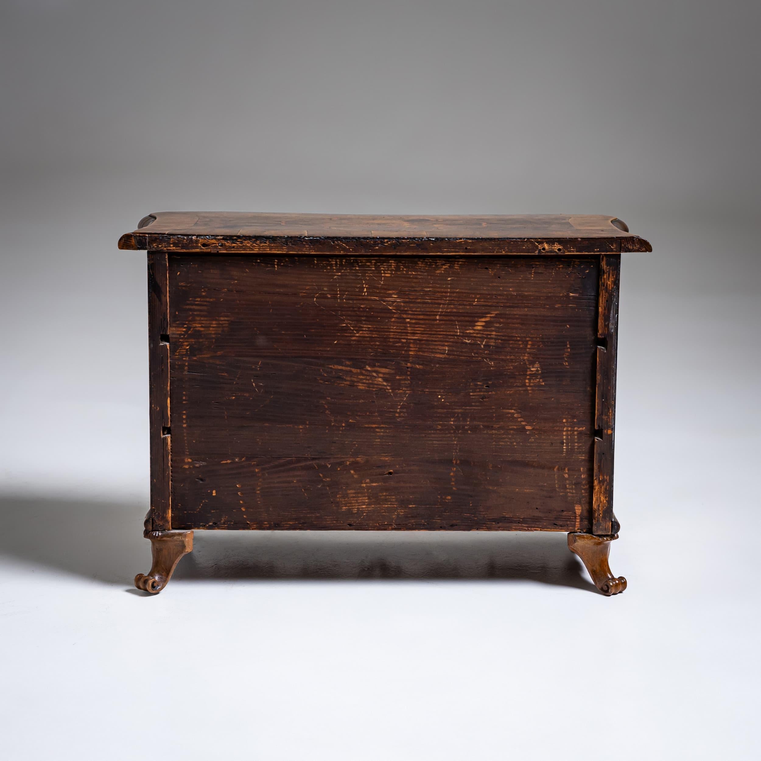 Baroque Miniature Chest of Drawers in Walnut, Mid-18th Century For Sale ...