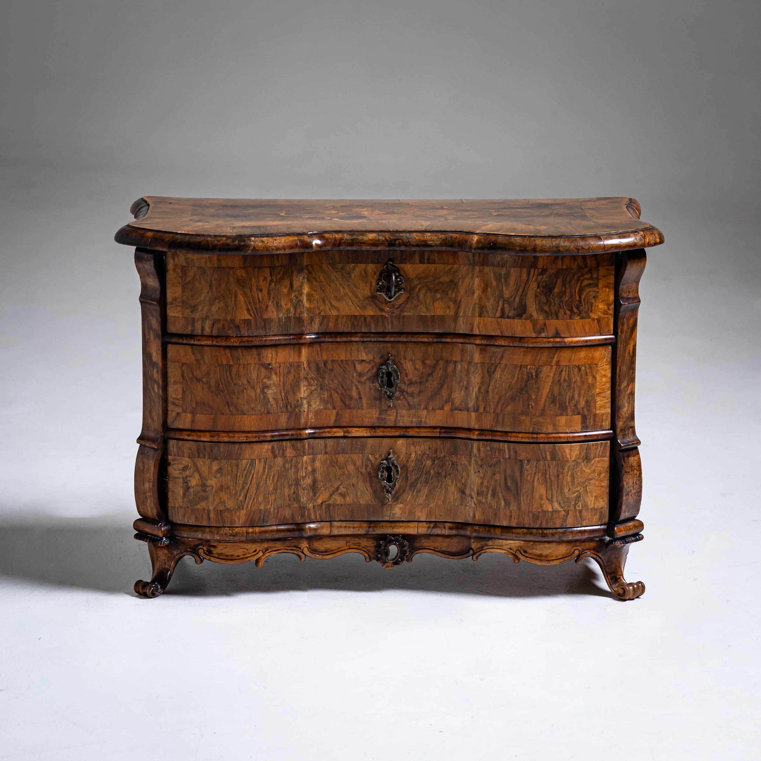 Baroque Miniature Chest of Drawers in Walnut, Mid-18th Century For Sale ...