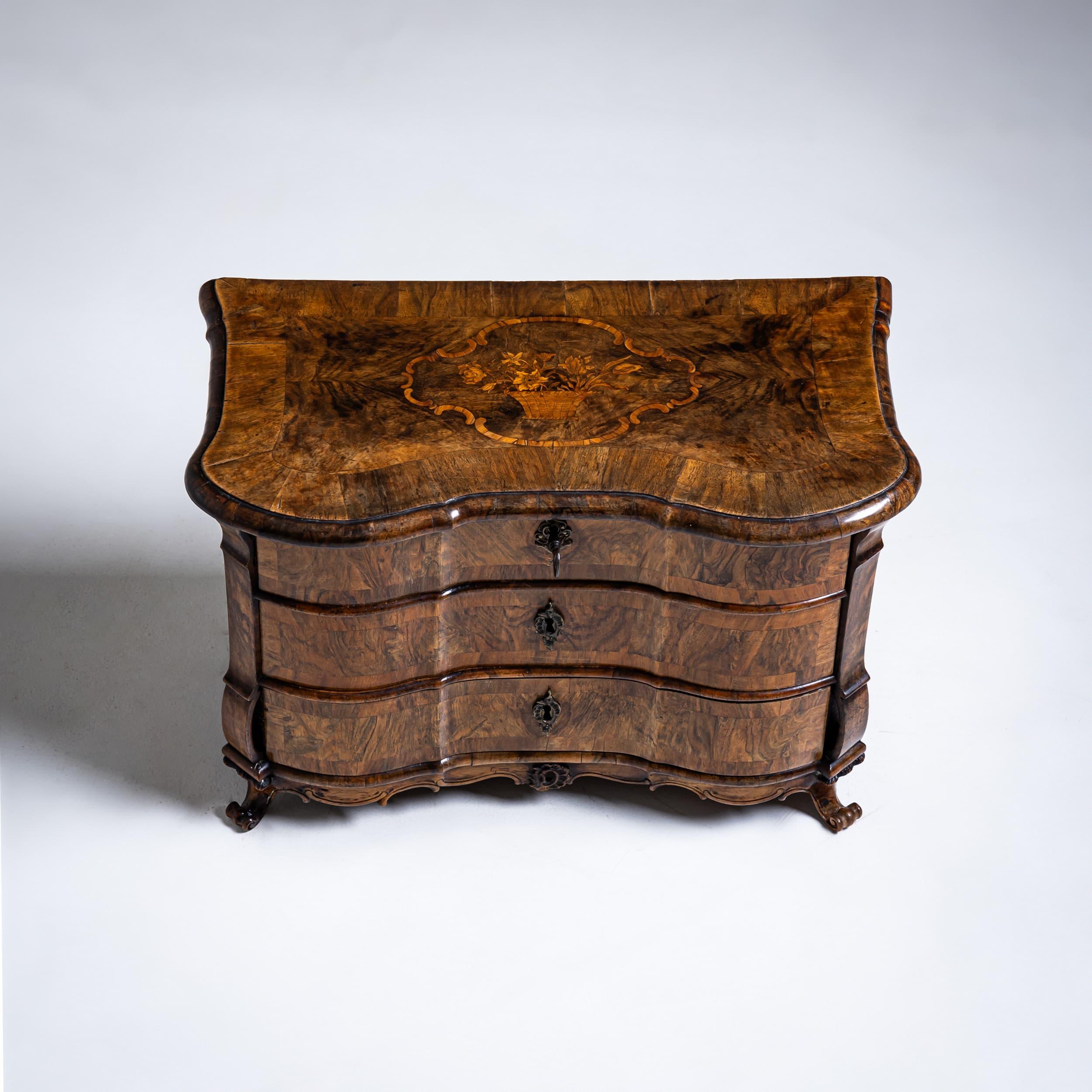 Baroque Miniature Chest of Drawers in Walnut, Mid-18th Century For Sale ...