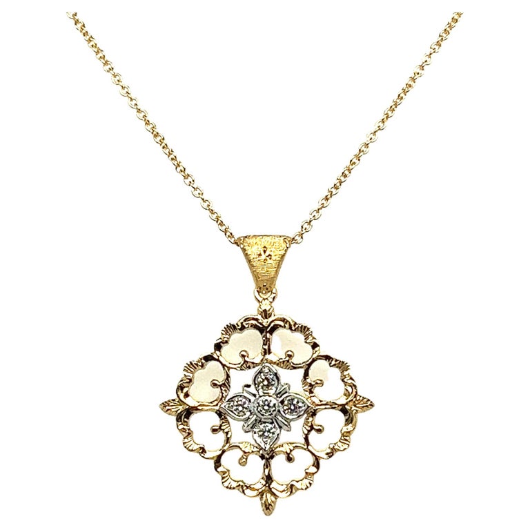 Baroque Openwork Necklace Decorated with Yellow Gold Diamonds For Sale ...