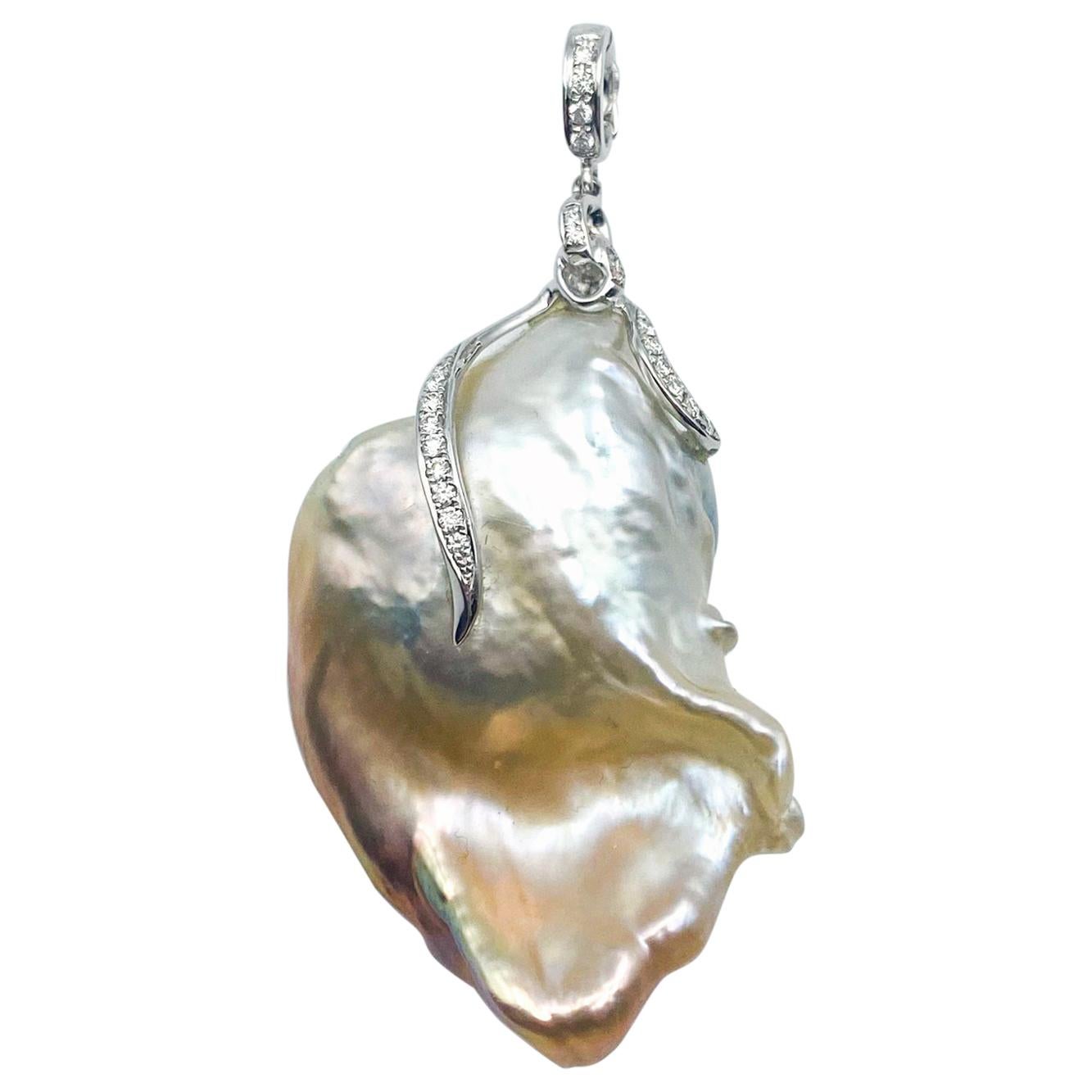 14 Karat Gold Baroque Pearl Necklace For Sale at 1stDibs