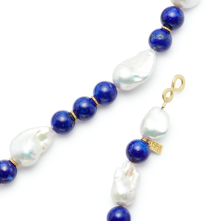 Susan Lister Locke 19" Baroque Pearls and Lapis Lazuli beads, Diamond ...