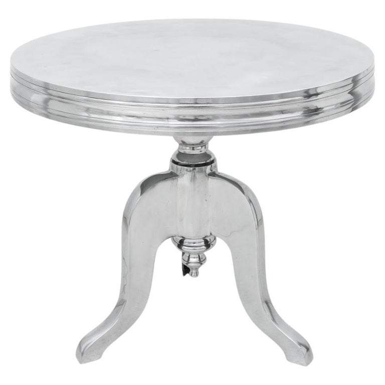 Baroque Revival Chrome Round Side Table For Sale at 1stDibs