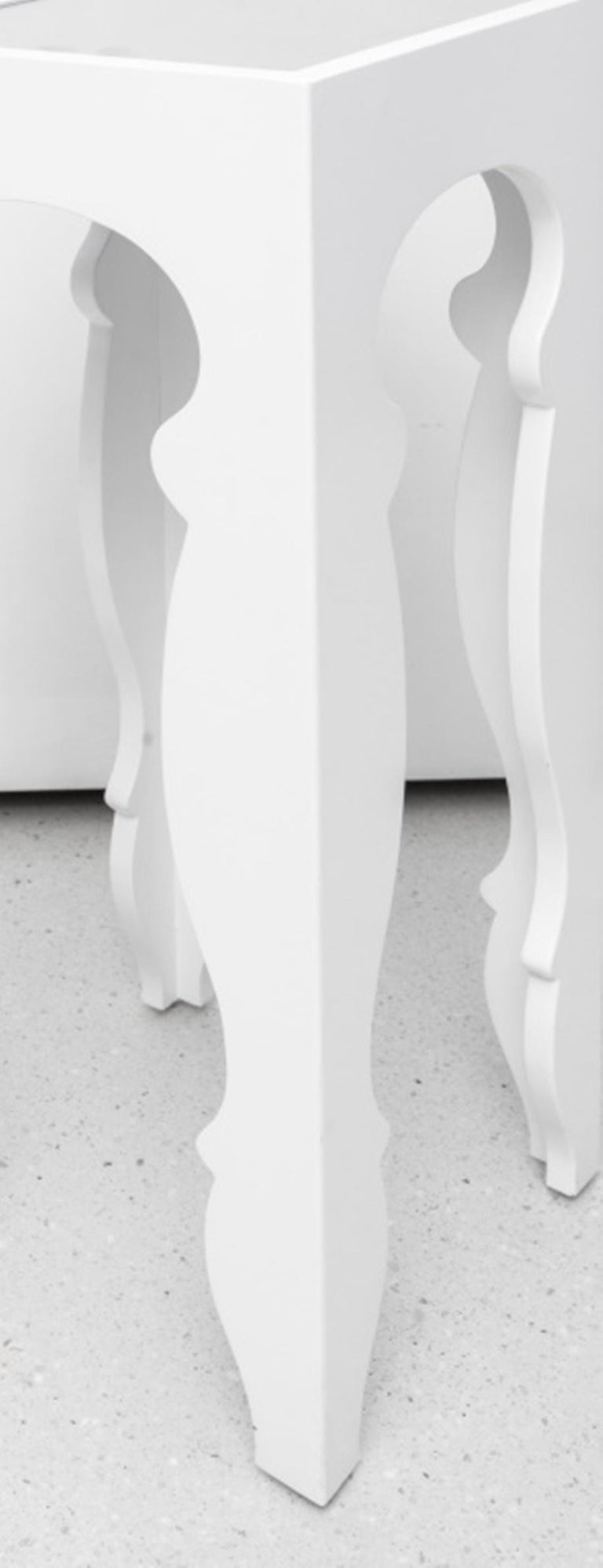 Baroque Revival Modern White Lacquered End Table For Sale at 1stDibs