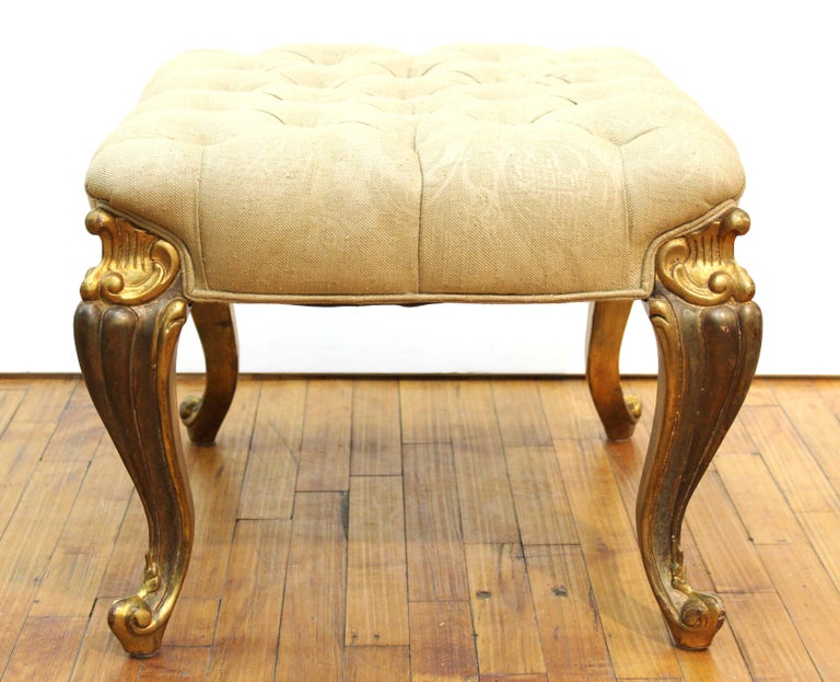 Baroque Revival Style Giltwood Ottoman For Sale at 1stDibs